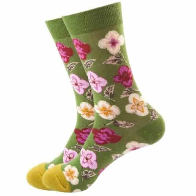 Calcetines con Diseño de Flores Verdes – Calcetines KIUO